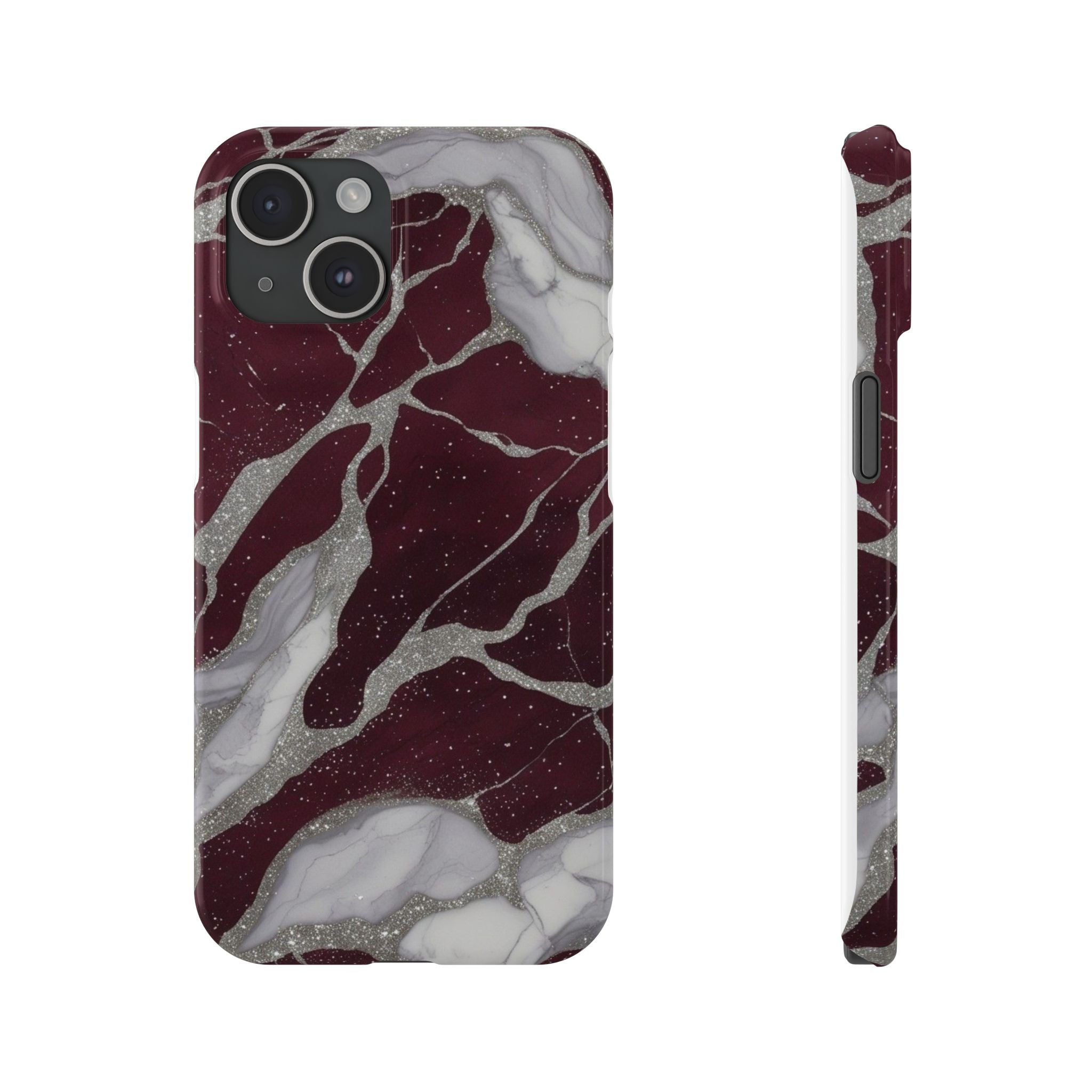 Maroon & White Marble Phone Case – Aura Cases